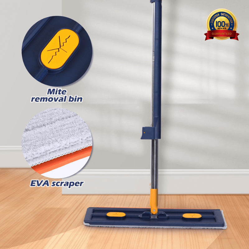 SimpleClean™ Self-Wringing Flat Mop + 2 FREE Microfibre Pads