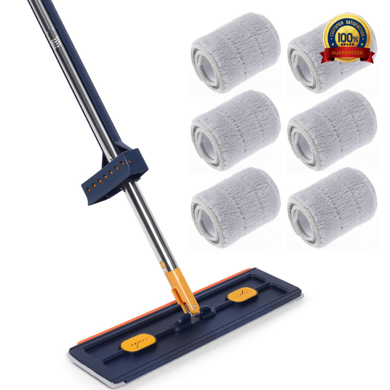 SimpleClean™ Self-Wringing Flat Mop + 2 FREE Microfibre Pads